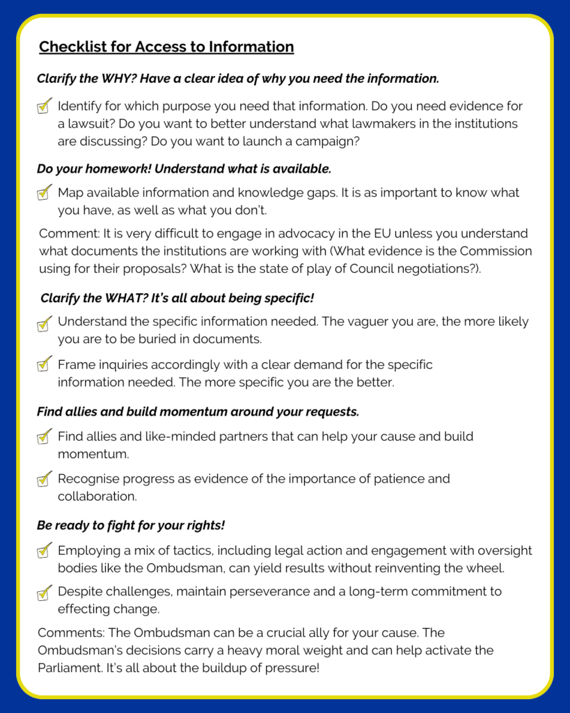 Checklists for Influencing EU Institutions | The Good Lobby