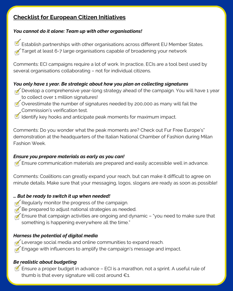 Checklists for Influencing EU Institutions | The Good Lobby